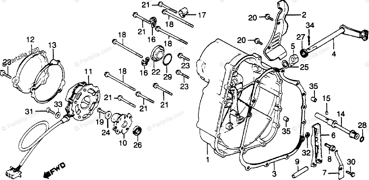 Honda Motorcycle 1979 OEM Parts Diagram for Right Cover / Advancer ...